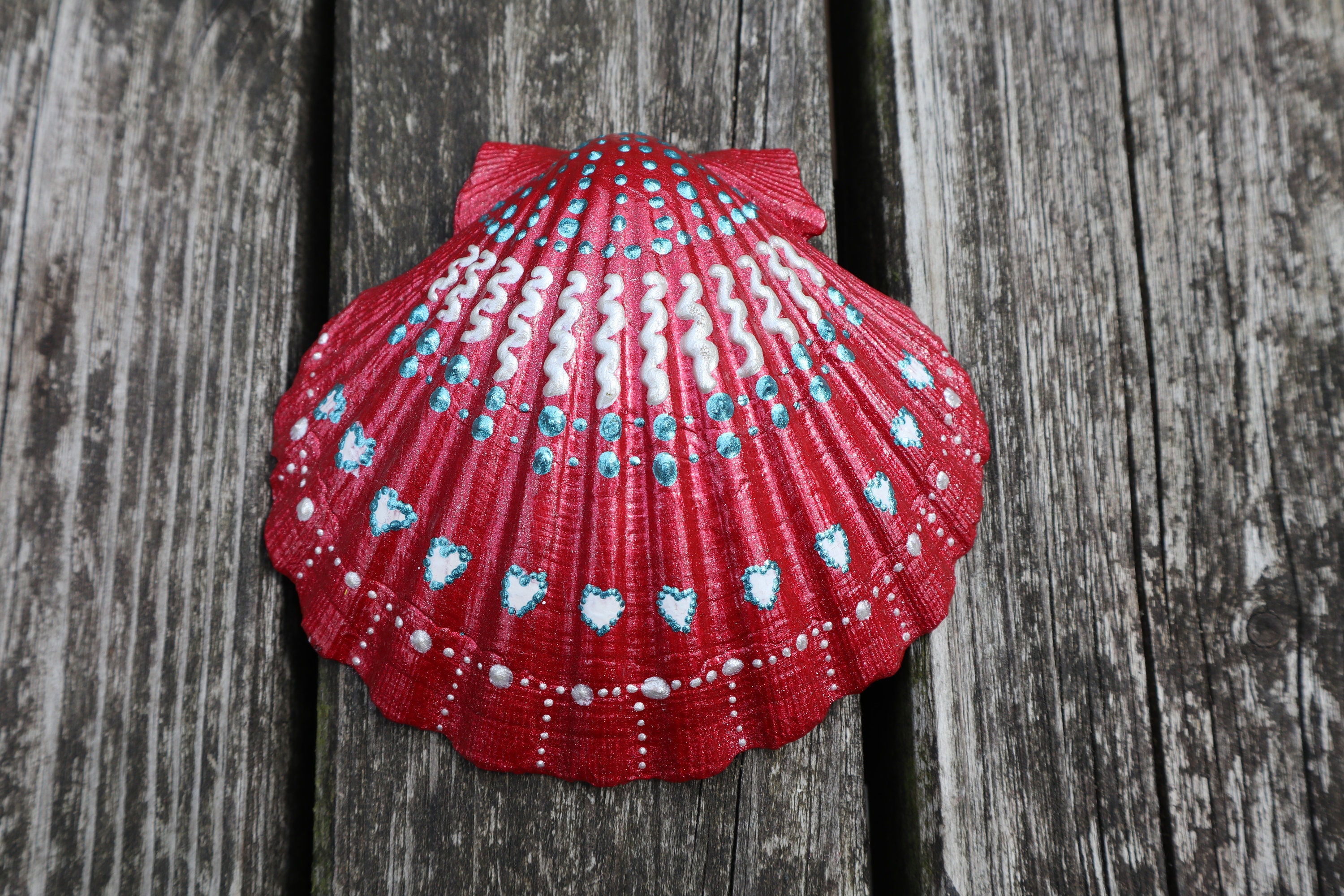 Dotting Art Handpainted Scallop Shell Painted Dot Art Shell Dot Art ...