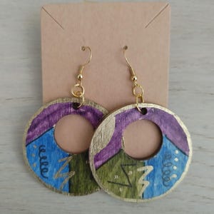 Hand-painted Wooden Earrings - Etsy