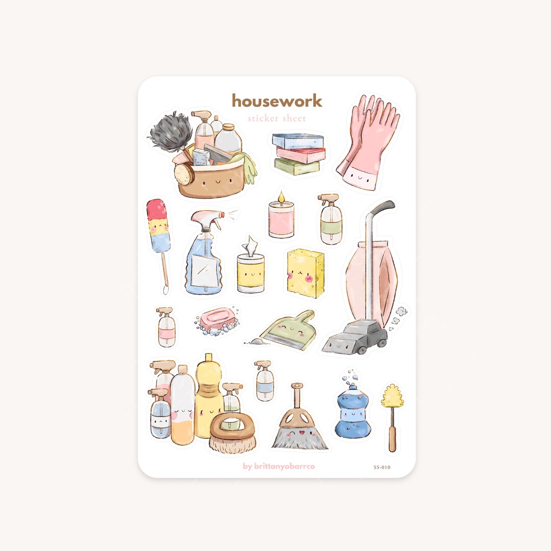 Cleaning Chore Planner Stickers, Homemaker Planner Sticker Housework ...