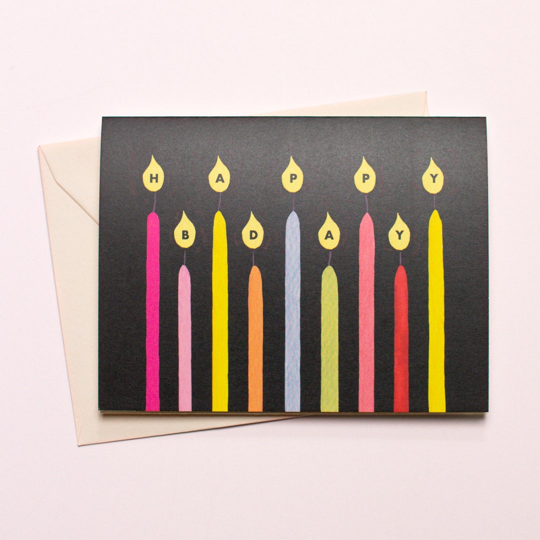 Birthday Candles Card, Happy Birthday Card, Cute Birthday Card for Her ...
