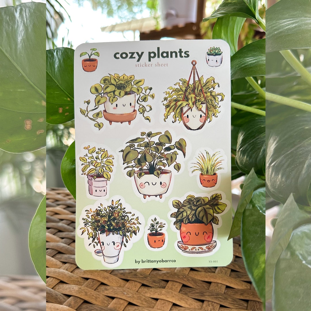Plant Sticker Sheet Cozy Plants Journaling Stickers, Cute Aesthetic ...