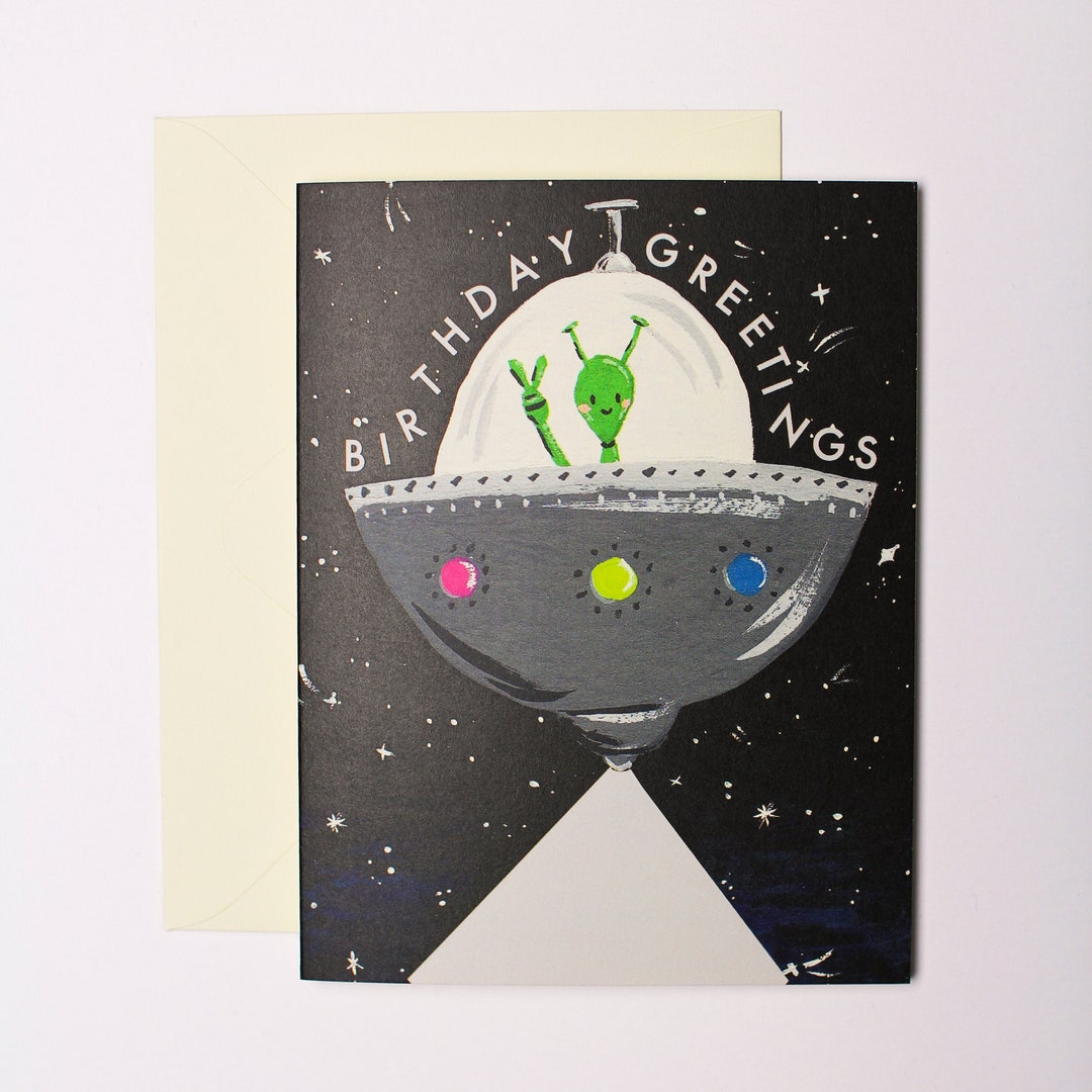 UFO Card, Outer Space Birthday Card, Galaxy Birthday Card, Birthday ...