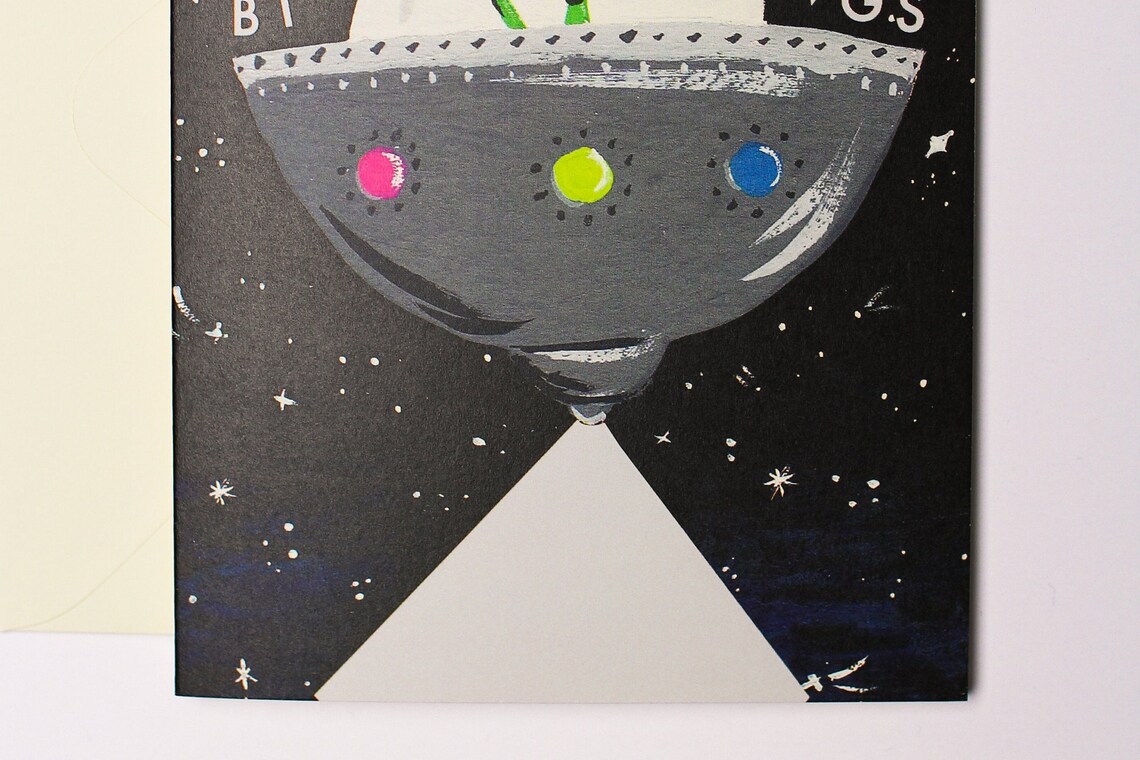 UFO Card, Outer Space Birthday Card, Galaxy Birthday Card, Birthday ...