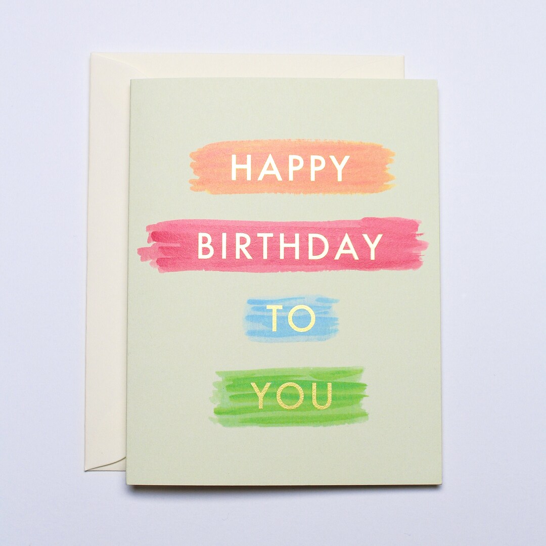 Simple Birthday Colors Card, Birthday Card for Him or Her, Birthday ...