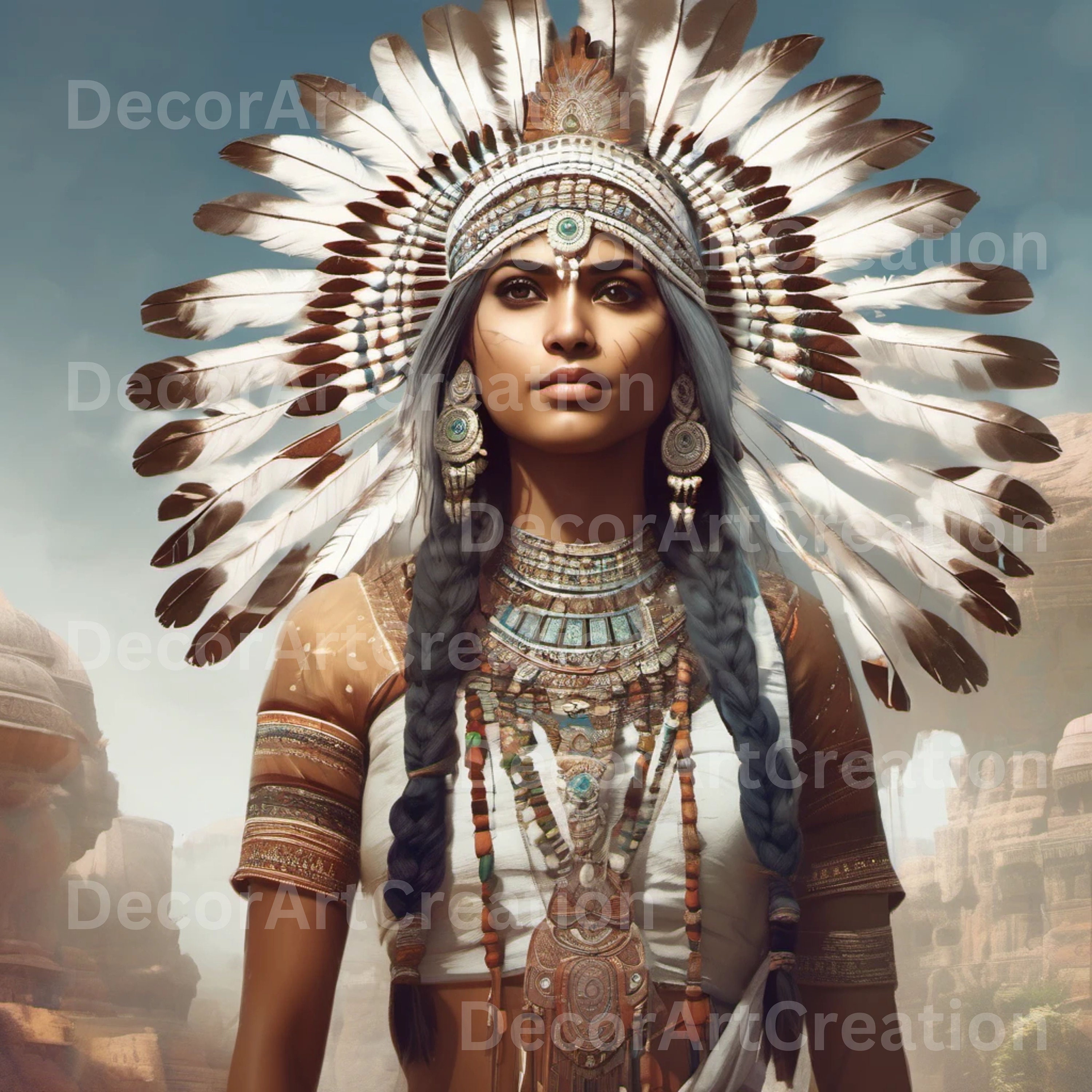 Native Elegance - Historic American Indian Woman Art Print | Digital ...