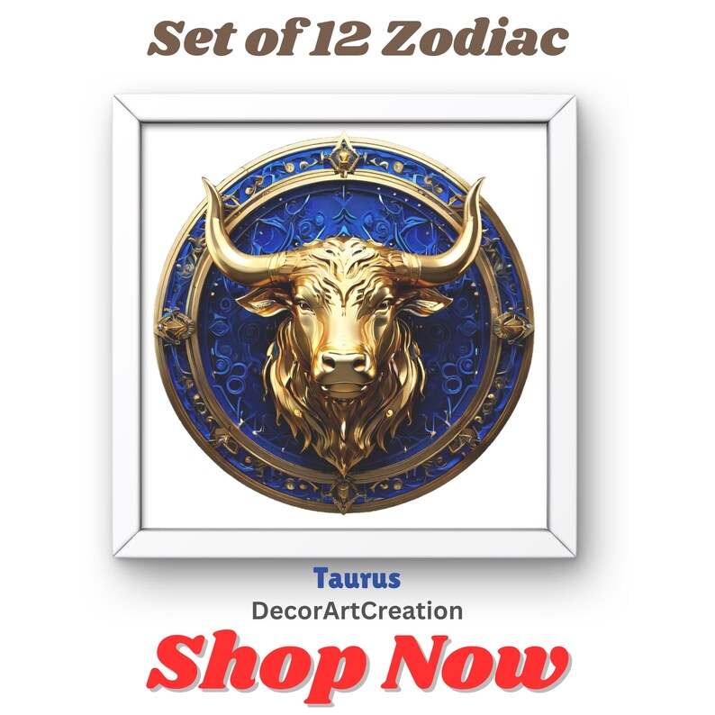 Luxurious Taurus Zodiac Art Print - Personalized Astrology Decor for ...
