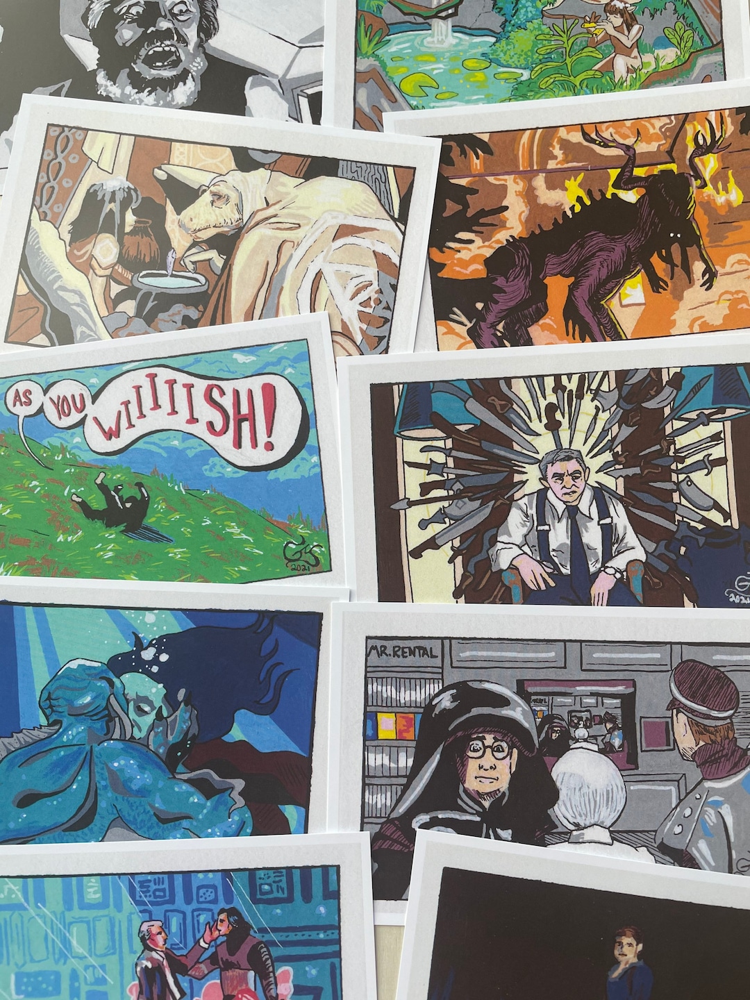 Movie Postcards | Posca Pen on Watercolor Postcard - Etsy