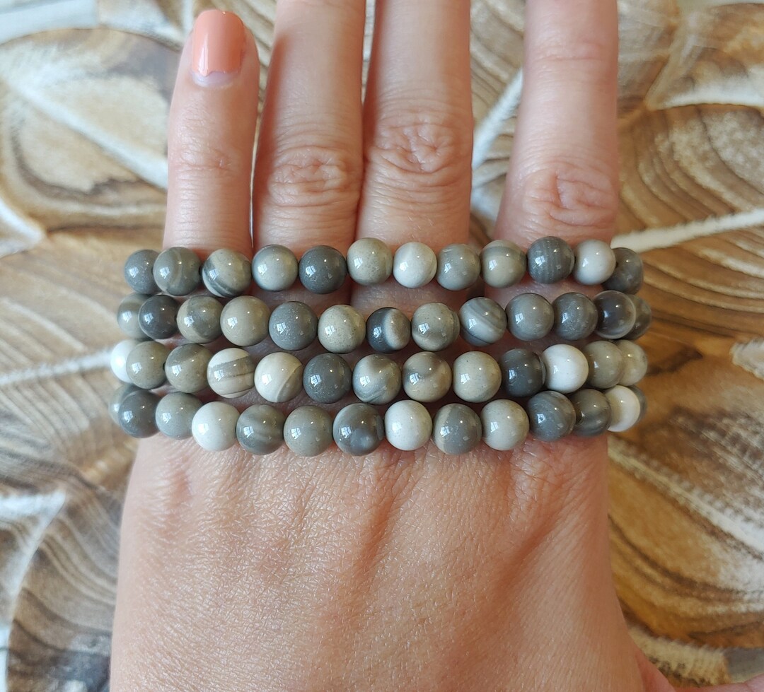 AAA Polish Flint Bracelet, 6.5mm | Stone of Optimism, Hope, Protection ...