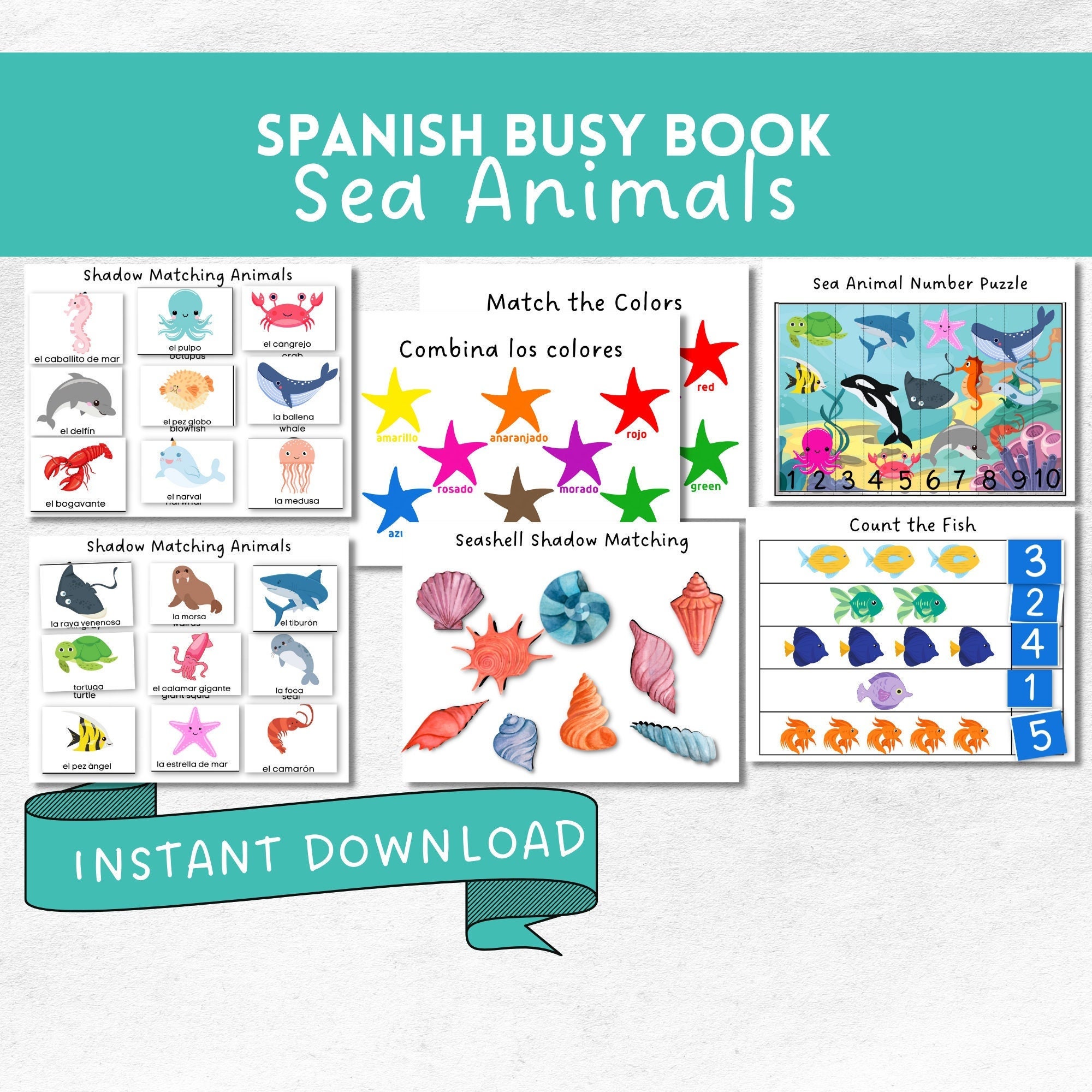 Montessori Spanish Busy Book Months Days of the Week Seasons Toddler ...