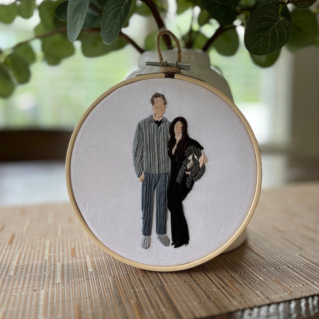 Standard Couples Embroidery Portrait Ornament - Etsy