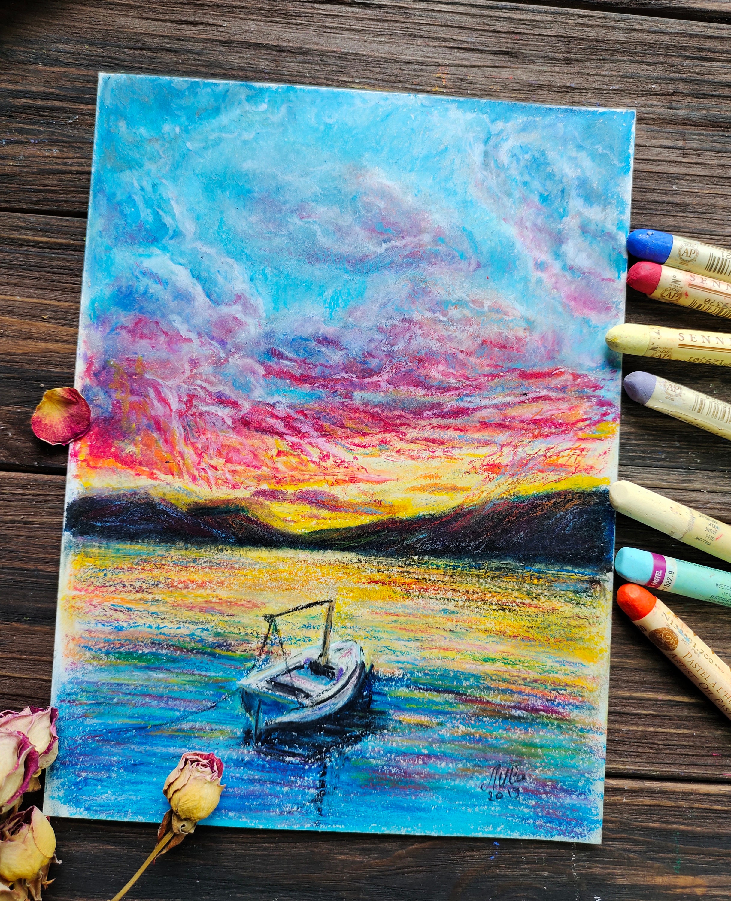 Oil Pastel Paintings Of Sunset