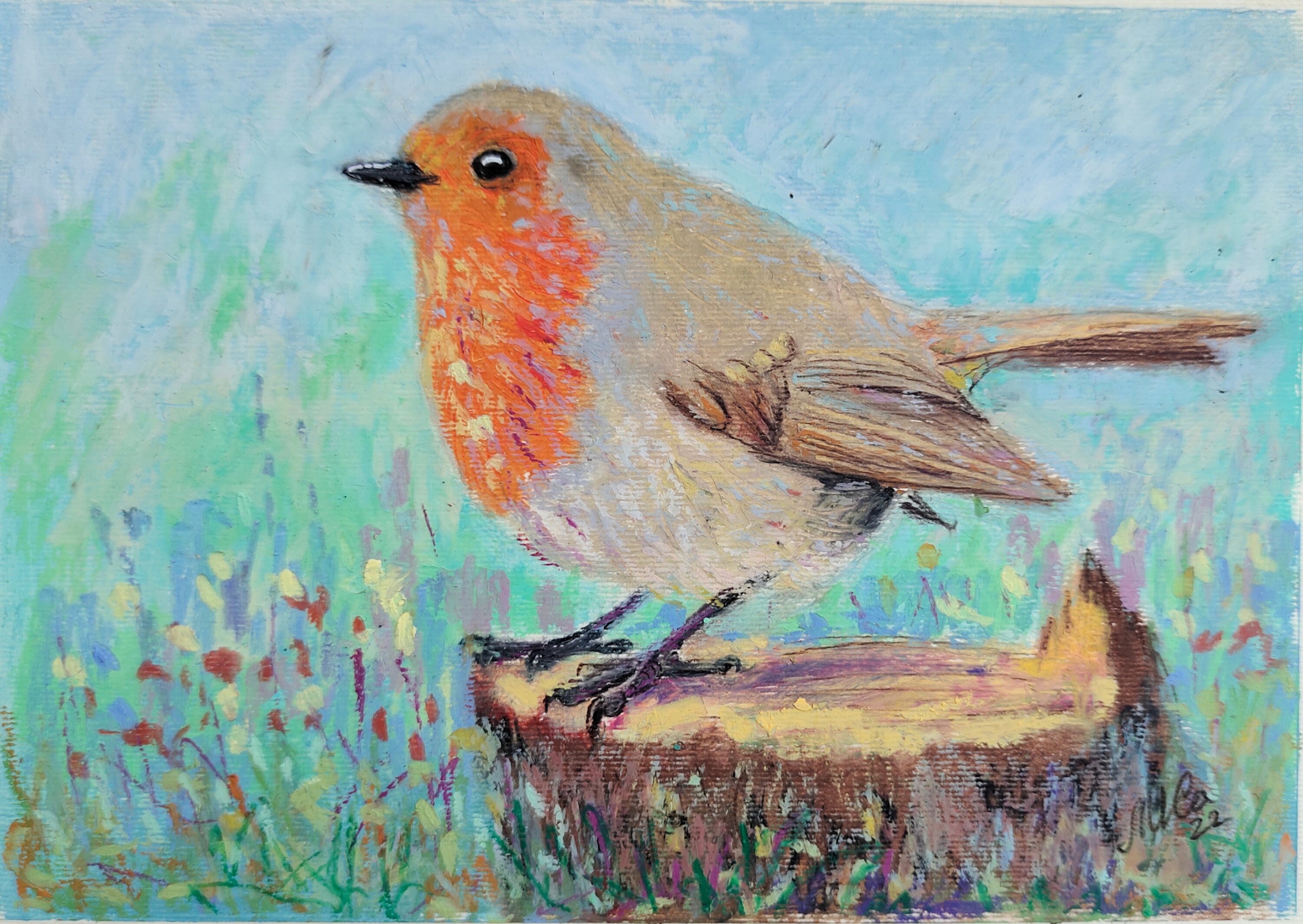 Oil Pastel Paintings Of Birds