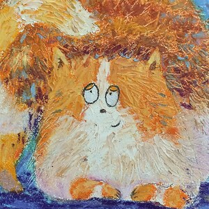 Rad Cat Painting Animal Original Art Home Decor Wall Art Oil - Etsy