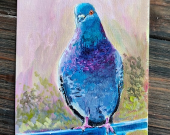 Blue Pigeon on Red - Etsy