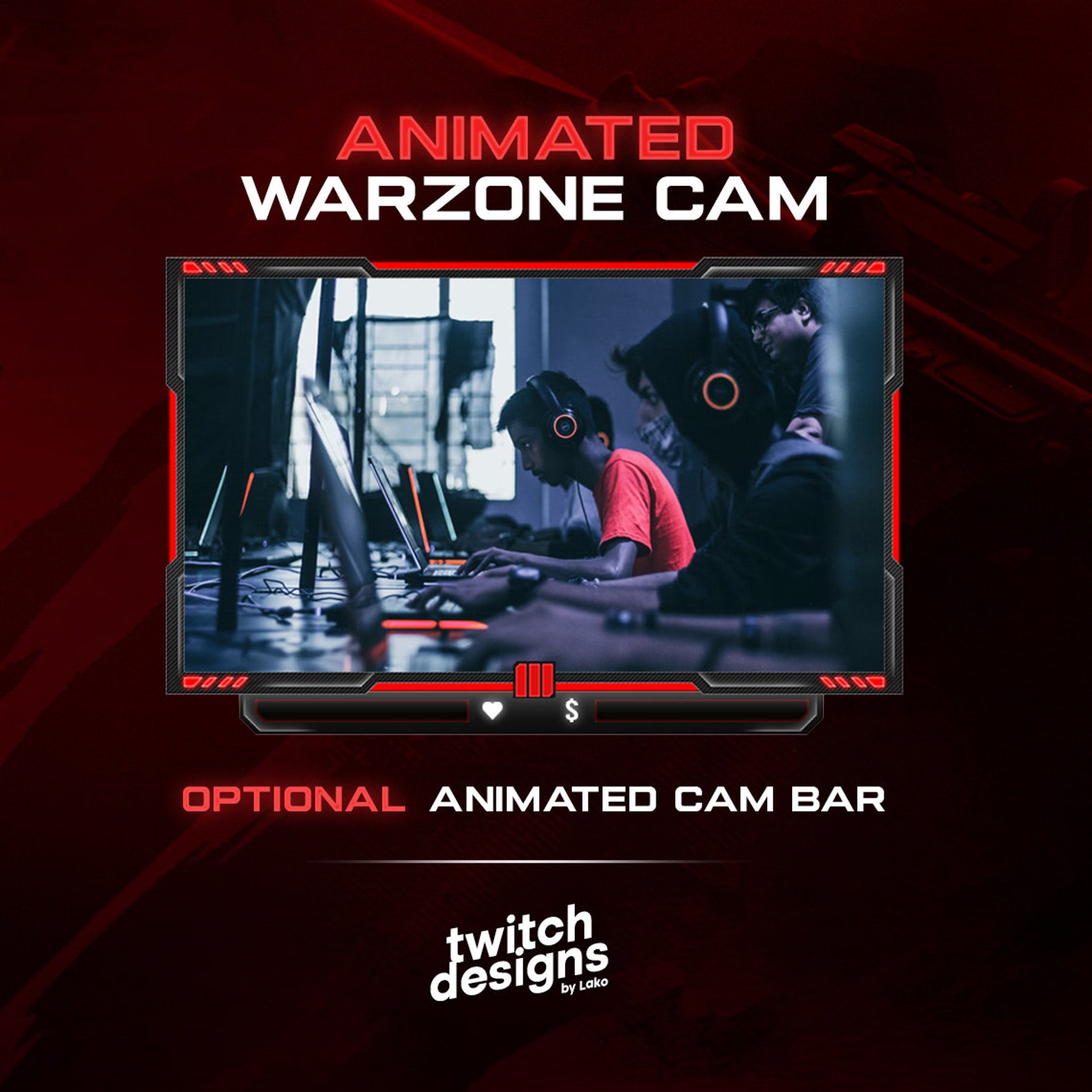 Animated WARZONE 3 Twitch Overlay for Streamer Dark Red and Black ...