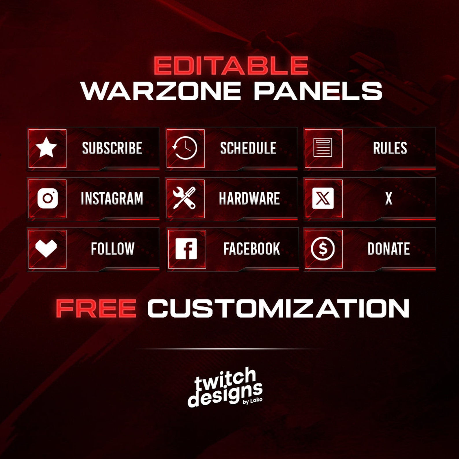 Animated WARZONE 3 Twitch Overlay for Streamer Dark Red and Black ...