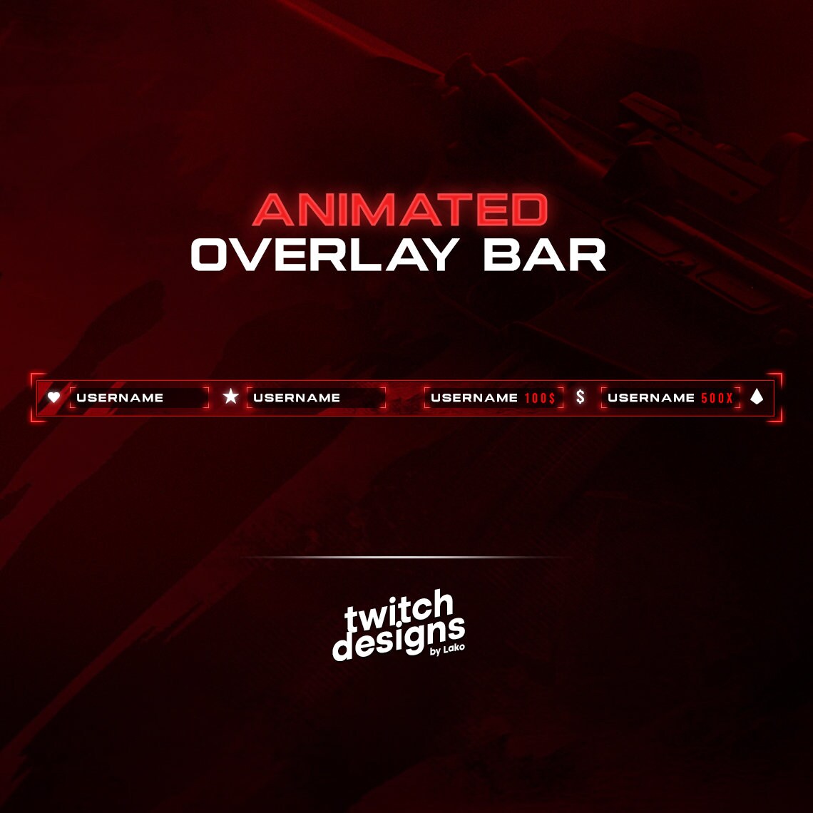 Animated WARZONE 3 Twitch Overlay for Streamer Dark Red and Black, Screens/scenes, Panels ...