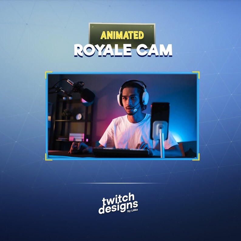 Animated ROYALE Twitch Overlay for Streamer Light Blue and - Etsy