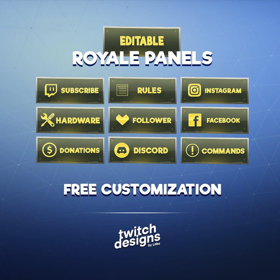 Animated ROYALE Twitch Overlay for Streamer Light Blue and Yellow ...
