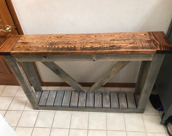 Rustic Tree Trunk Console Entry Table Handmade Sofa 54 Table With Shelf ...