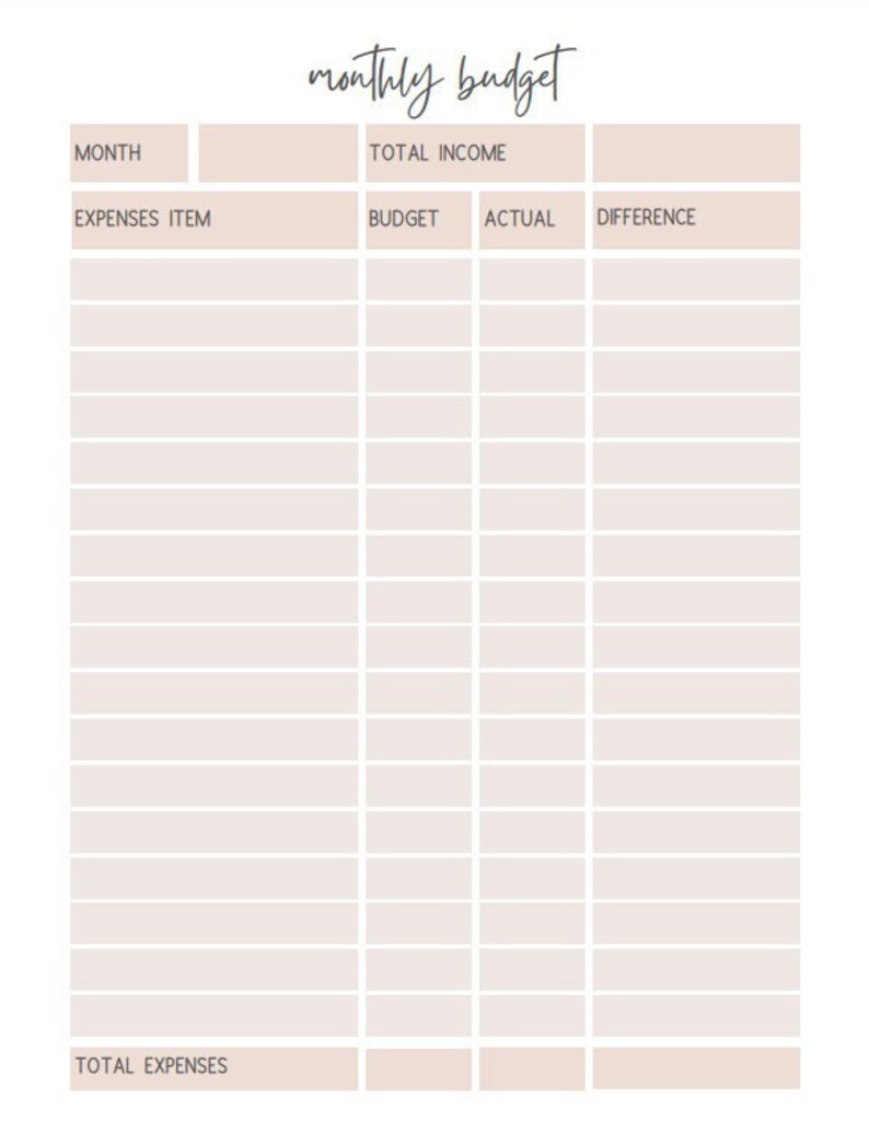 Monthly Budget Planner | Income & Expense Tracker Printable | Bill ...