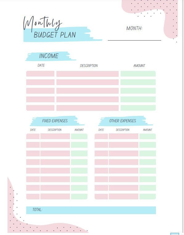 Colorful Monthly & Weekly Budget Planner Printable Budget Tracker ...