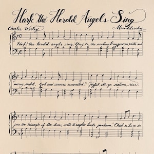 Hark the Herald Angels Sing Calligraphy Sheet Music - Etsy