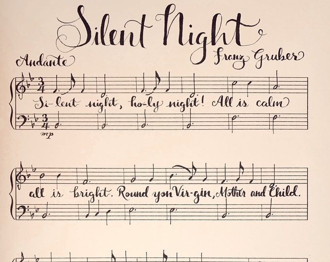 Silent Night (calligraphy Sheet Music) - Etsy