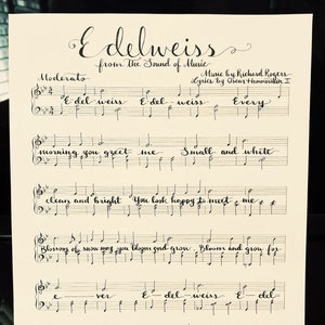 Edelweiss (PDF) Handwritten Sheet Music - Etsy