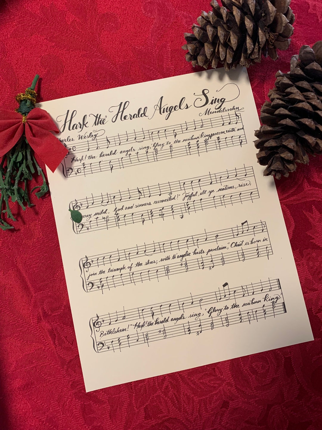 Hark the Herald Angels Sing Calligraphy Sheet Music - Etsy