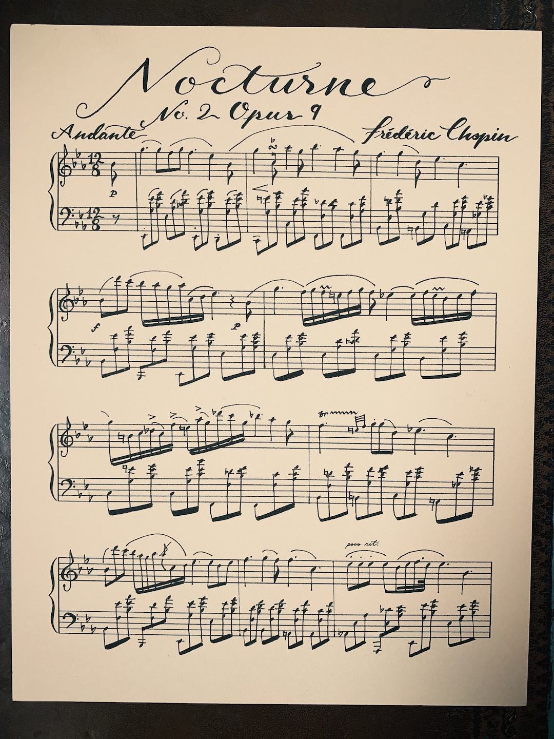 Chopin Nocturne No.2 Opus 9 in E Flat Major Handwritten Sheet Music - Etsy