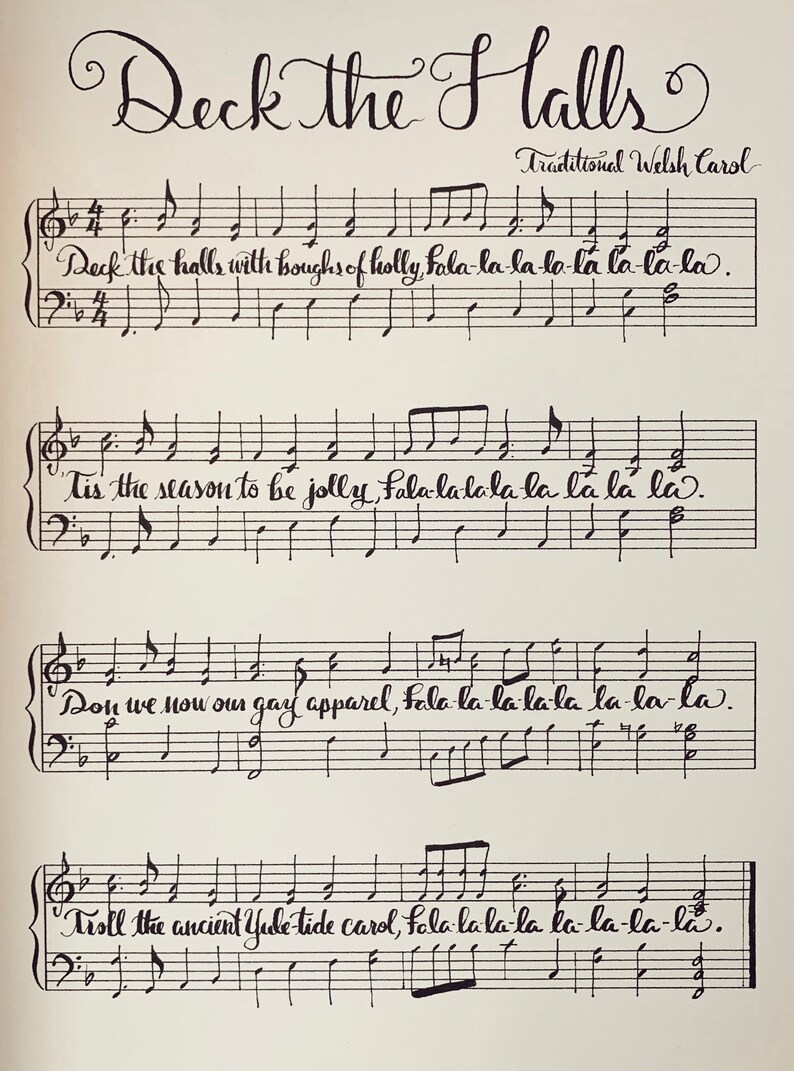Deck the Halls (calligraphy Sheet Music) - Etsy