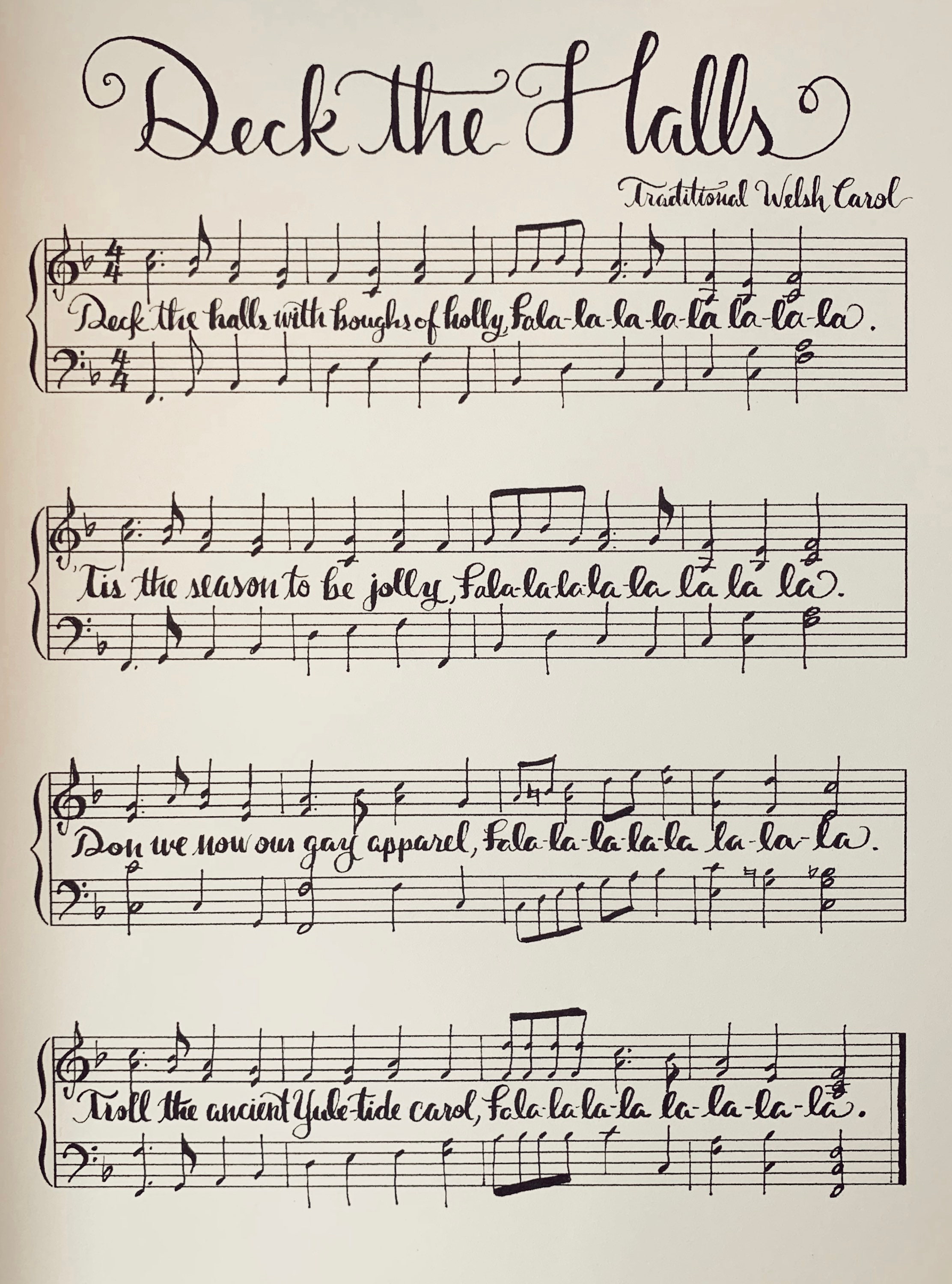 Deck the Halls (calligraphy Sheet Music) - Etsy
