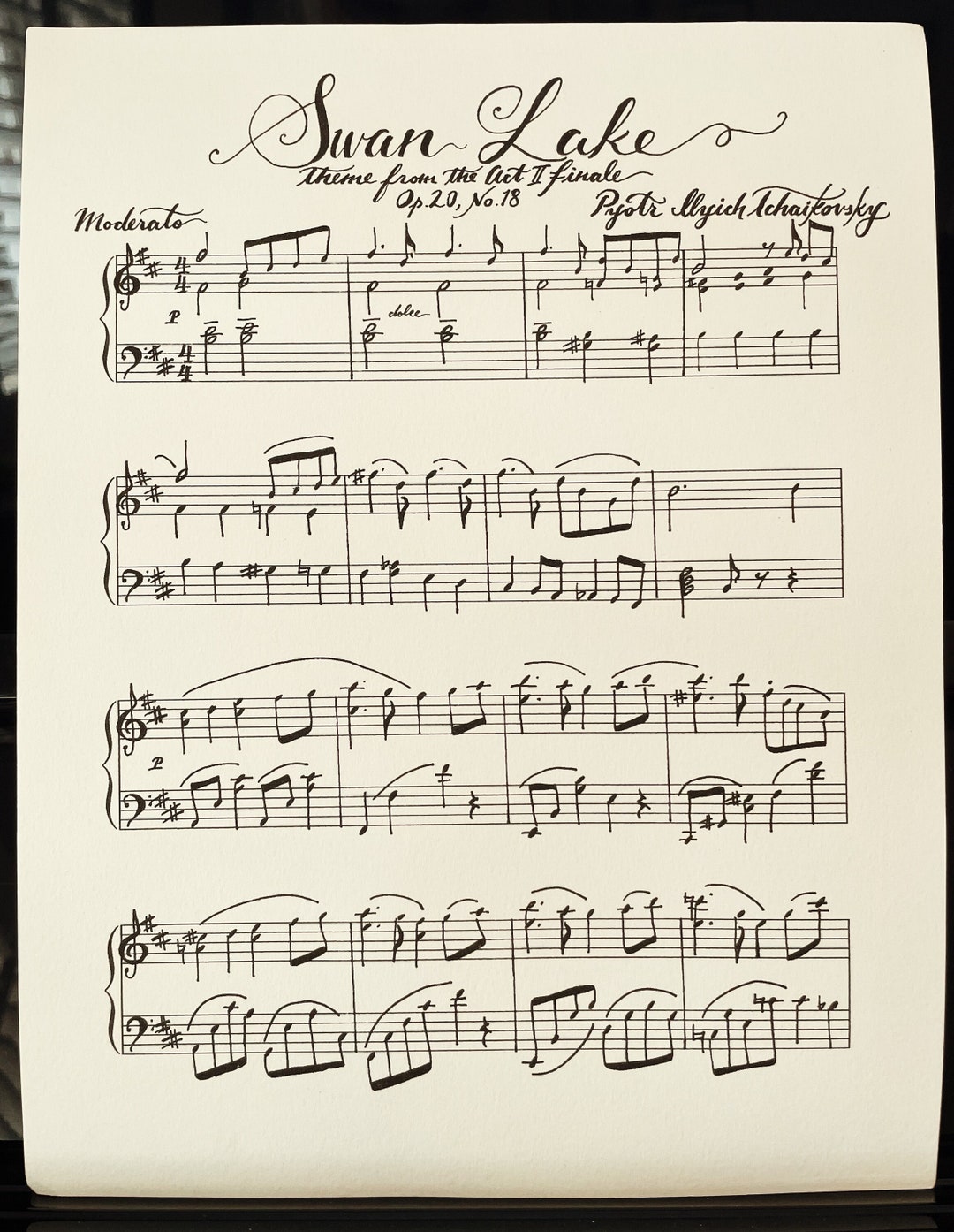 Swan Lake Handwritten Sheet Music - Etsy
