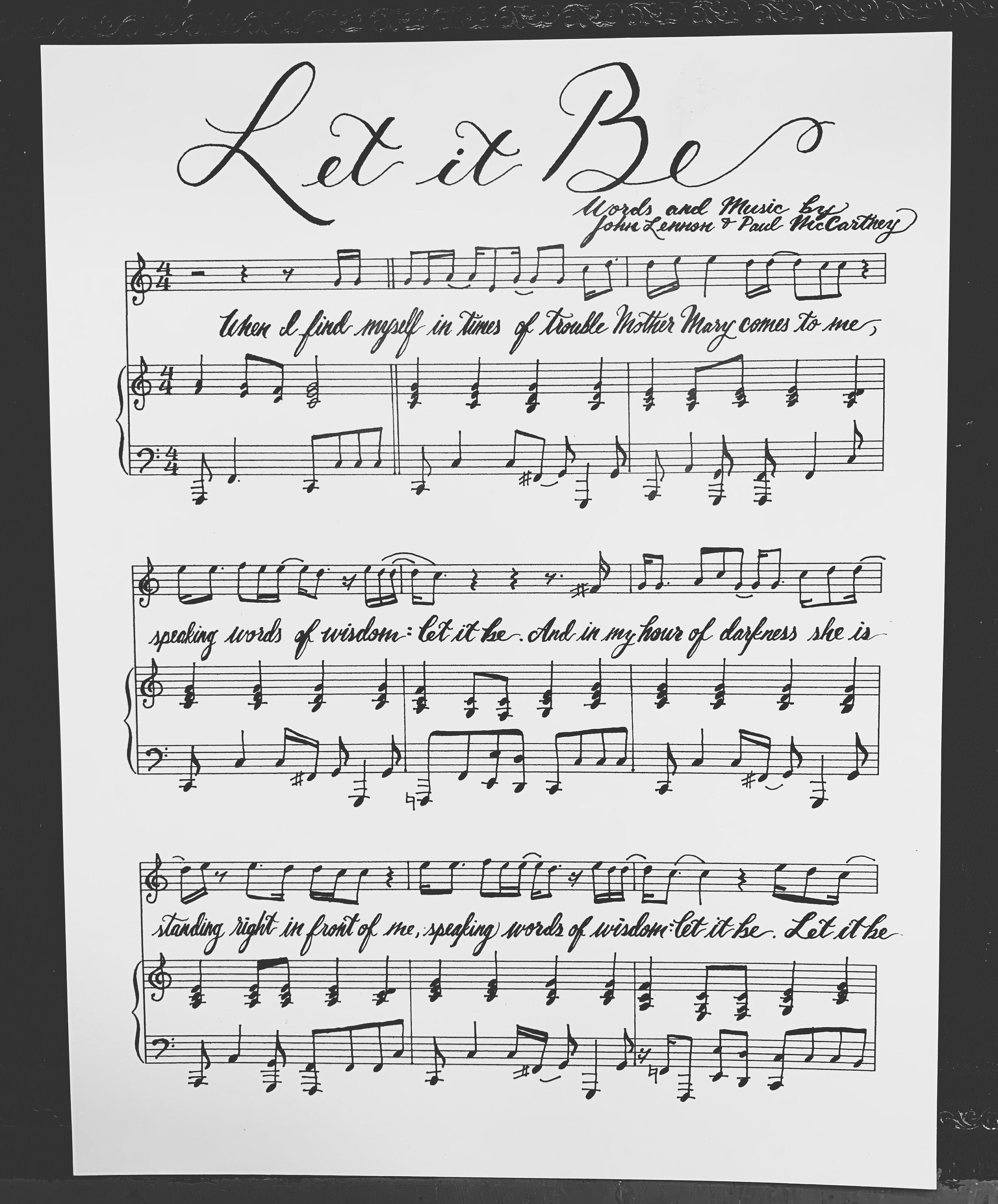 Let It Be Handwritten Sheet Music Print - Etsy