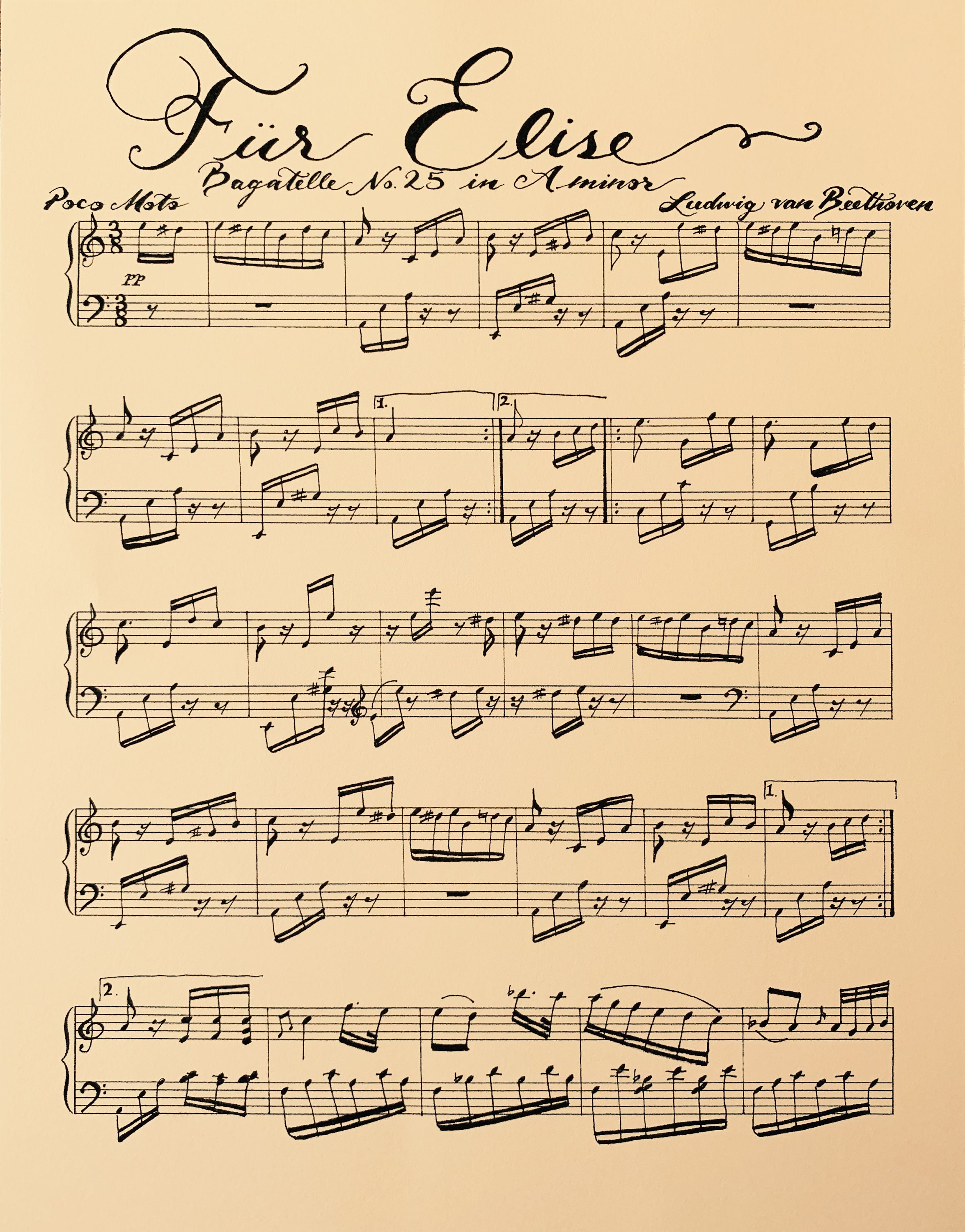 Für Elise Handwritten Sheet Music - Etsy
