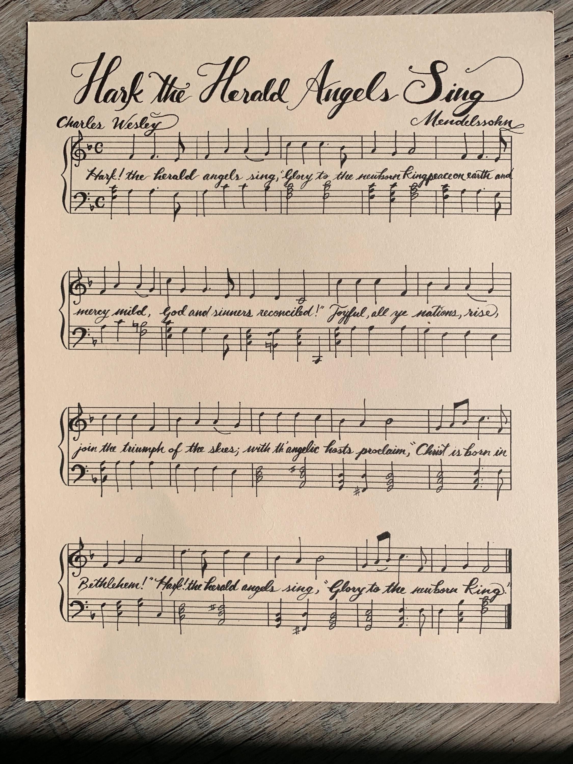 Hark the Herald Angels Sing Handwritten Sheet Music- Digital Download ...