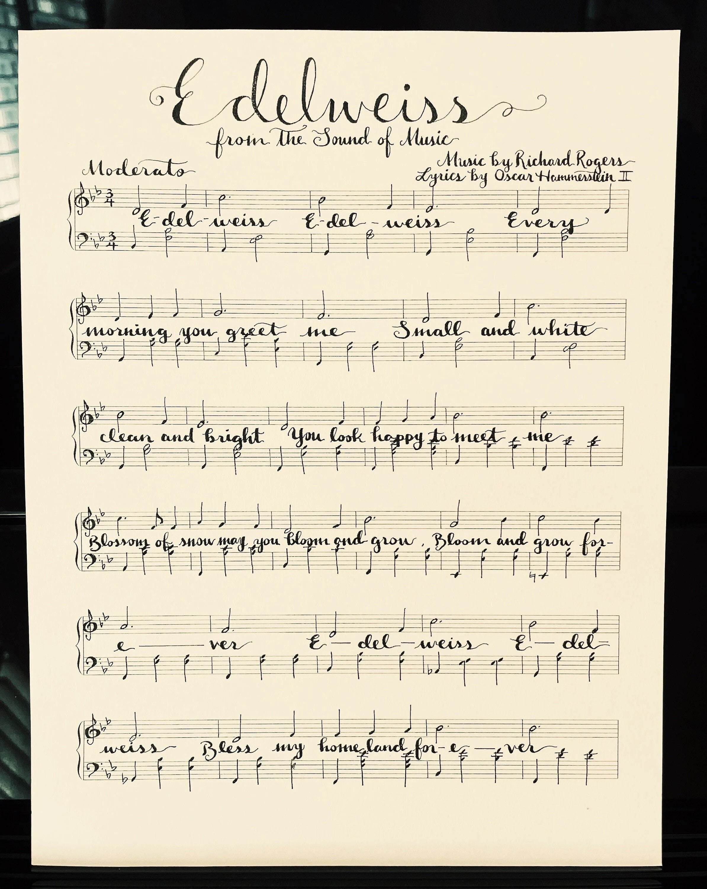 Edelweiss (PDF) Handwritten Sheet Music - Etsy