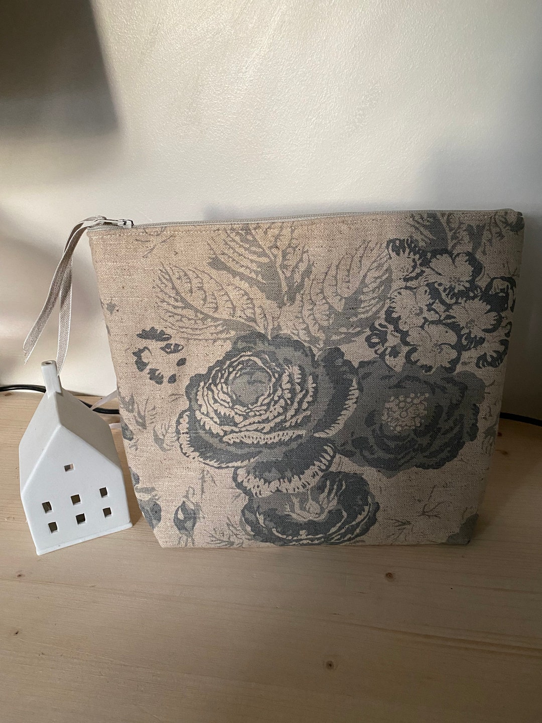 NEPTUNE FABRIC EMMA Dove Grey Designer Washbag Made to Order With ...