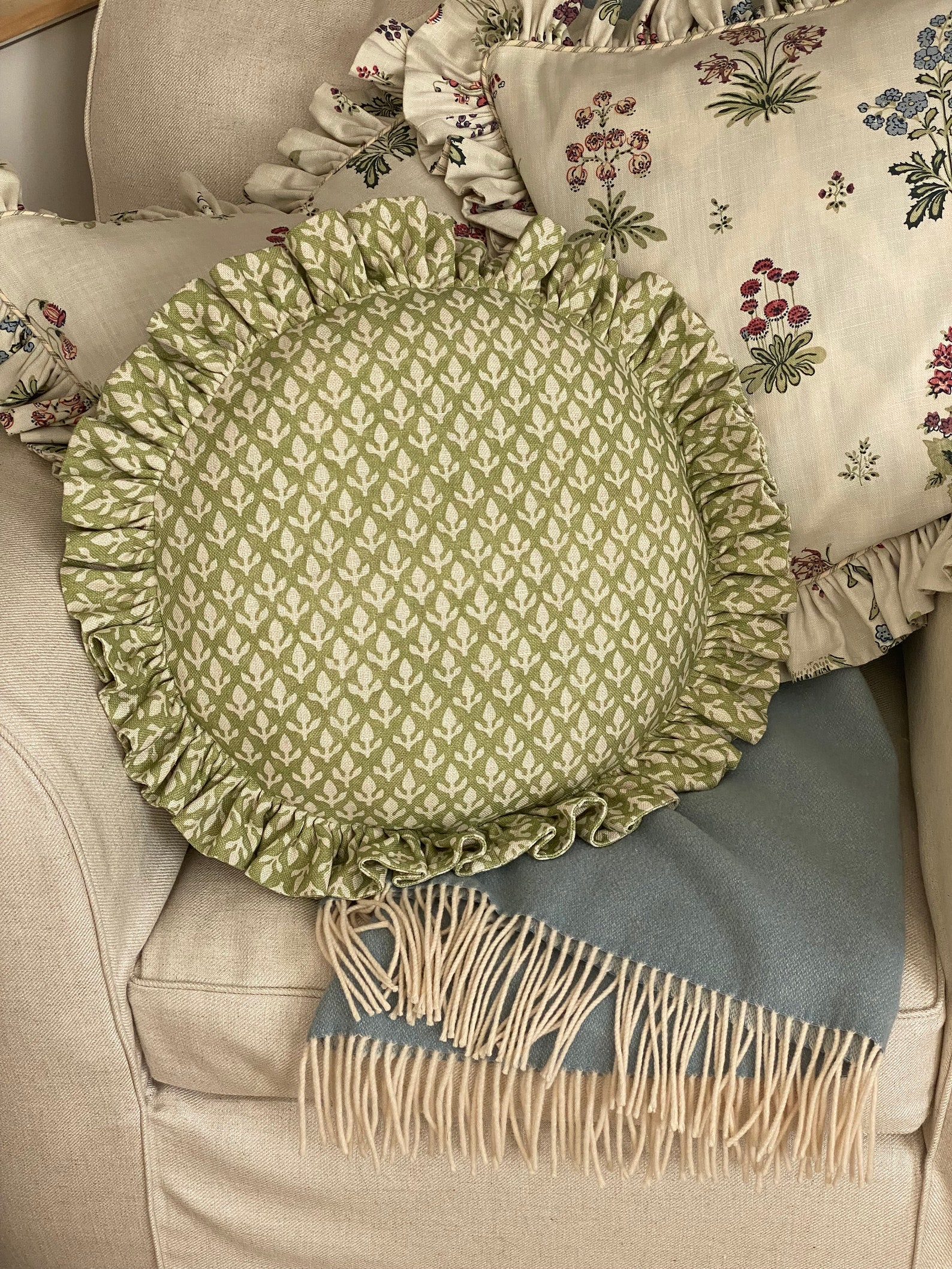 LISA FINE Designer Piped and Frilled Cushion Cover Made to Order Vita ...