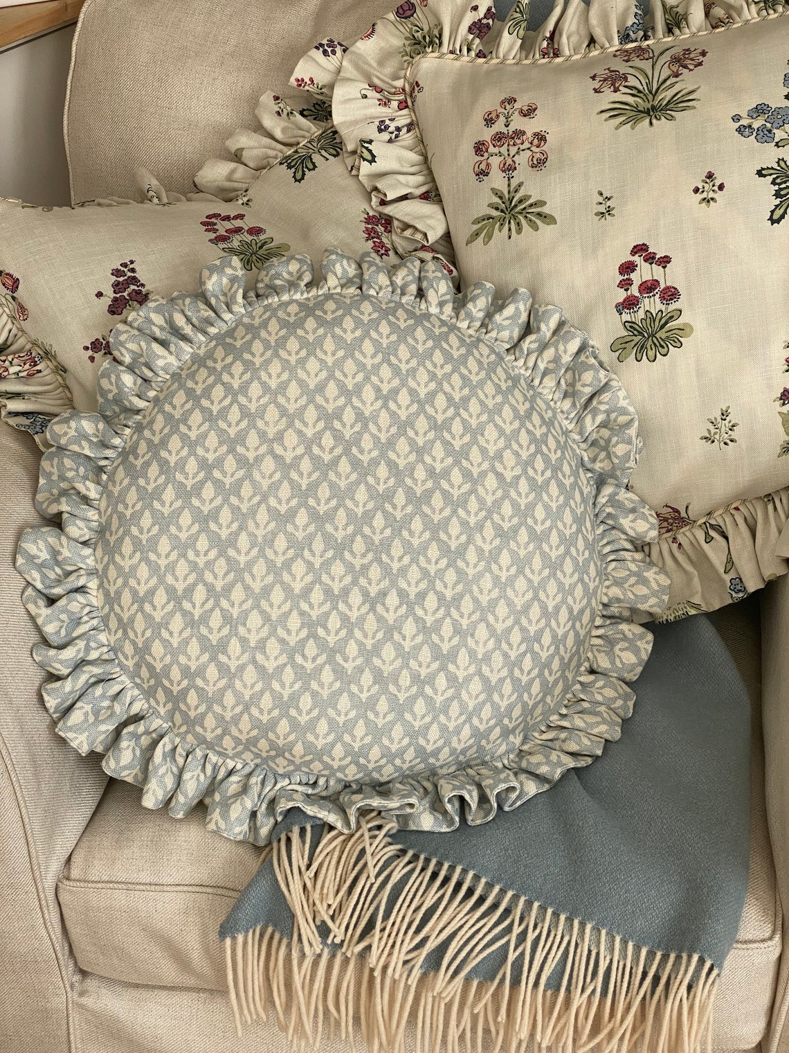 LISA FINE Designer Piped and Frilled Cushion Cover Made to Order Vita ...