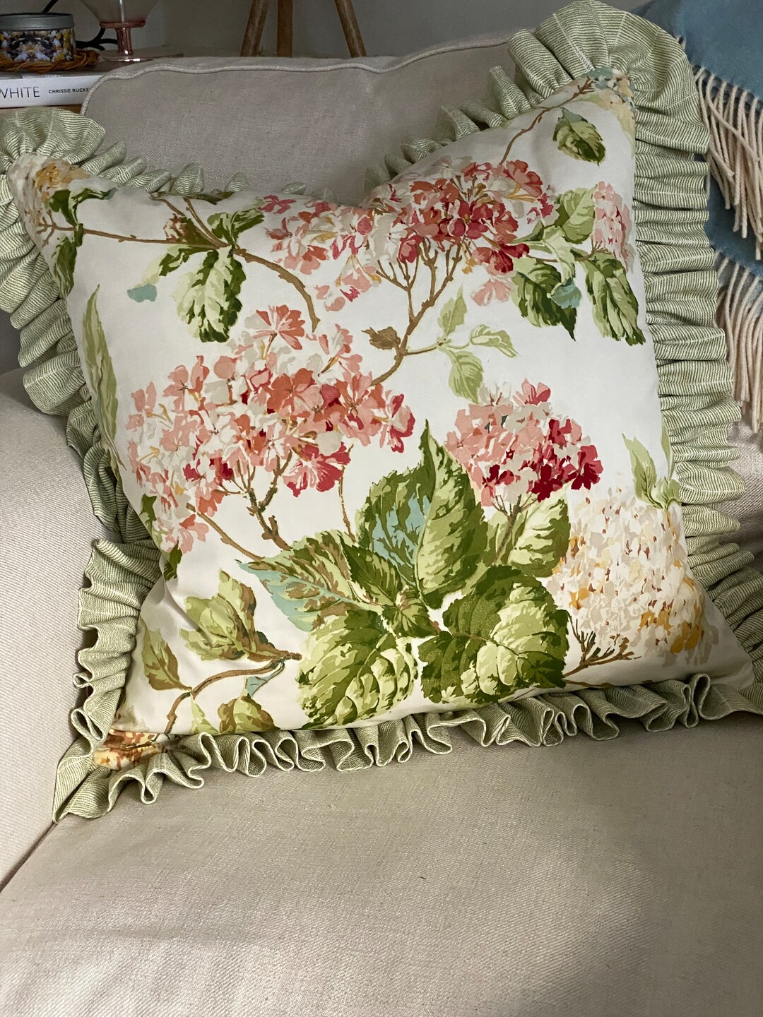 GREEFF HYDRANGEAS VINTAGE Floral Fabric With Frill 50cm - Etsy