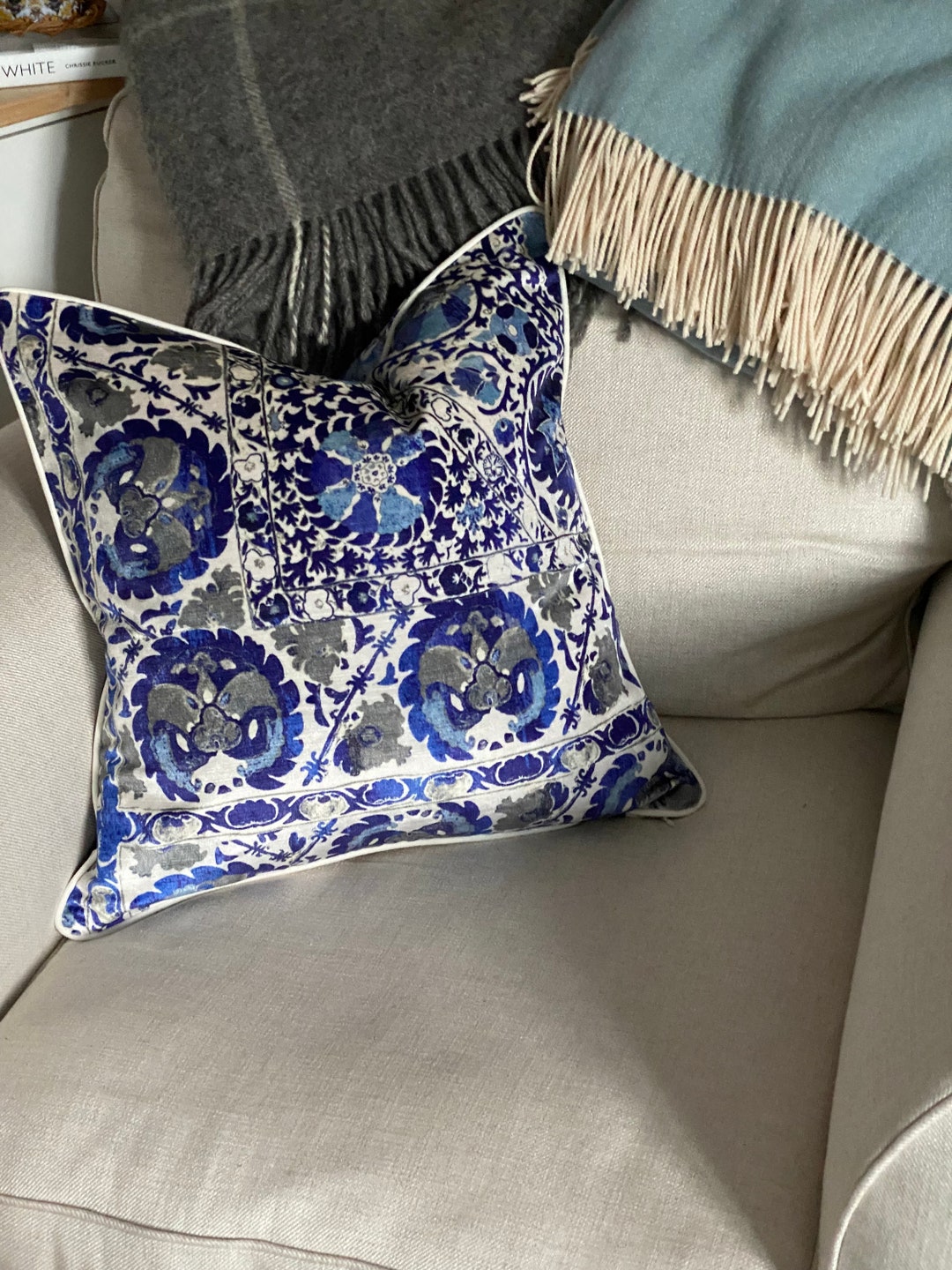 ANDREW MARTIN FABRIC Designer Piped Cushion Cover Made to Order Iznik ...