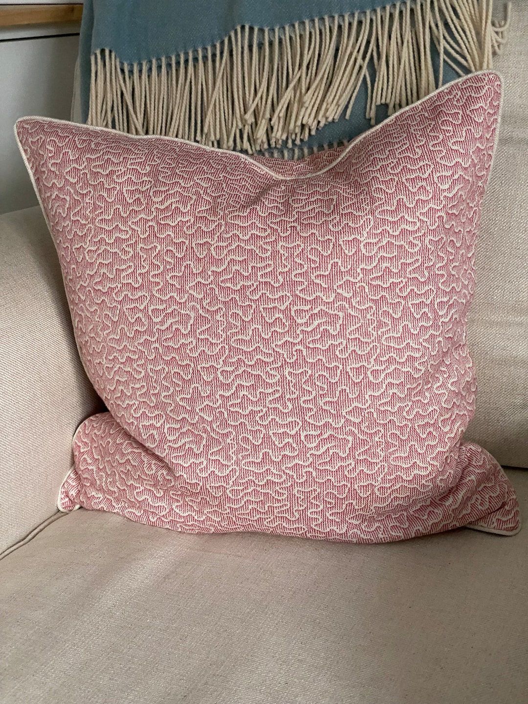 ANDREW MARTIN FABRIC Designer Fabric Piped Cushion Cover Pollen Pink ...