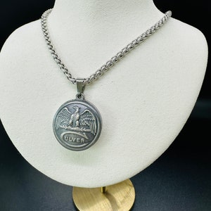 Rare Pewter Culver Military Academy Button Pendant on a Silver Plated ...