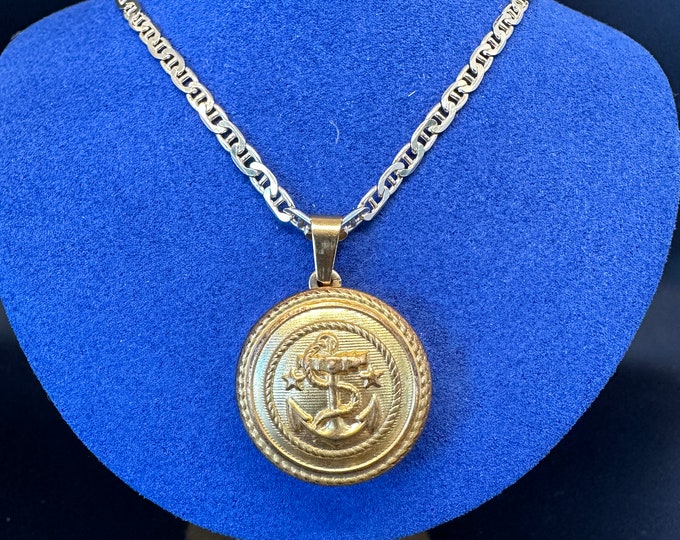 Vintage US Merchant Marine Academy Button Pendant - Etsy