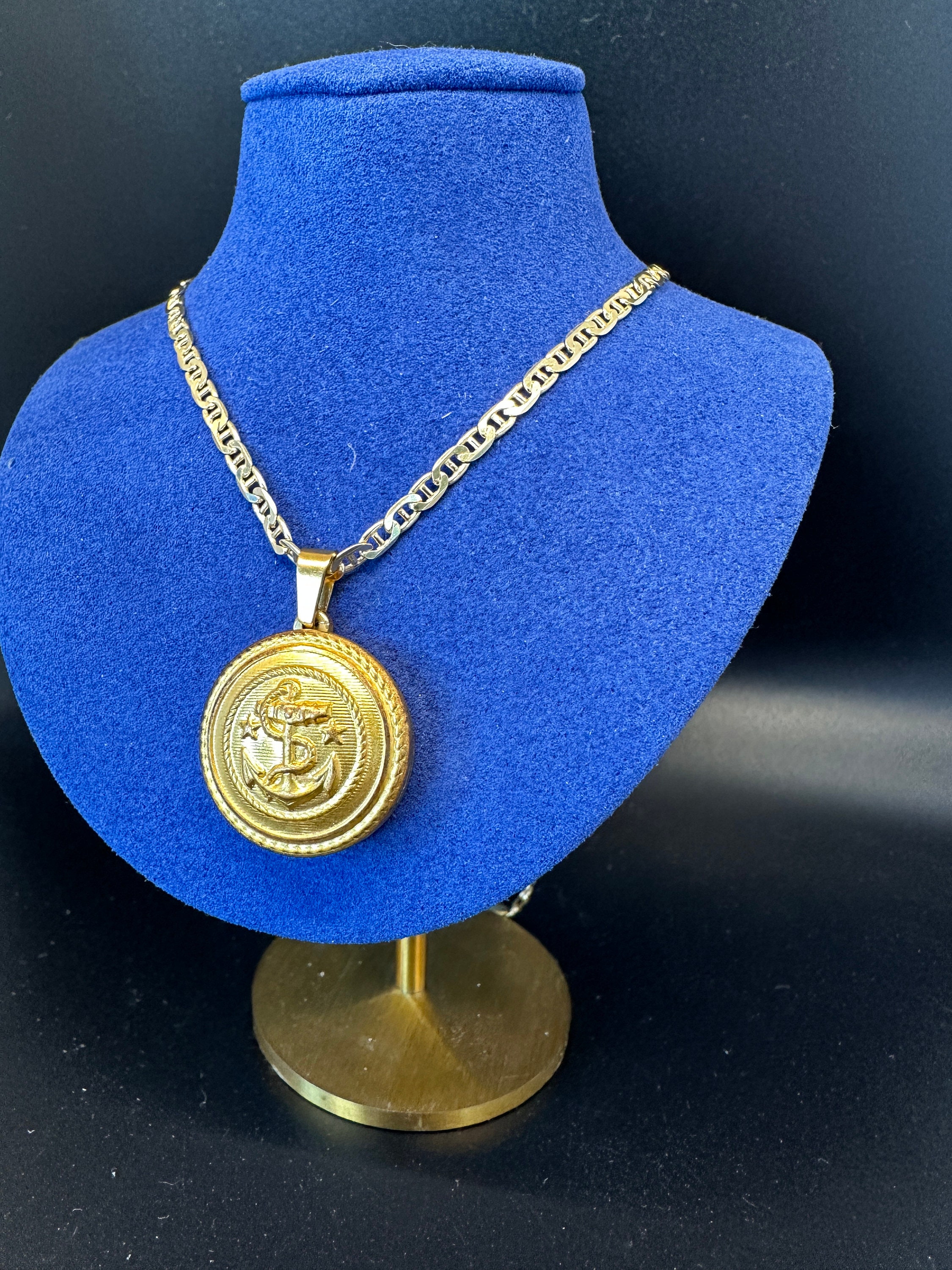 Vintage US Merchant Marine Academy Button Pendant - Etsy