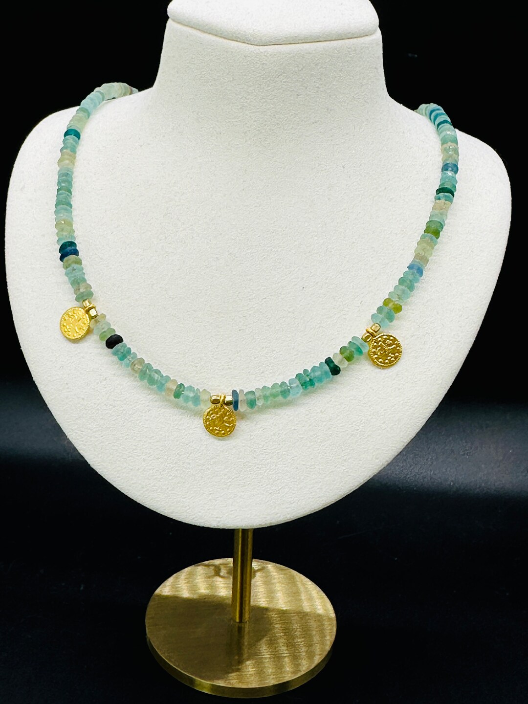 Ancient Roman Glass Beads With Gold Medallions - Etsy