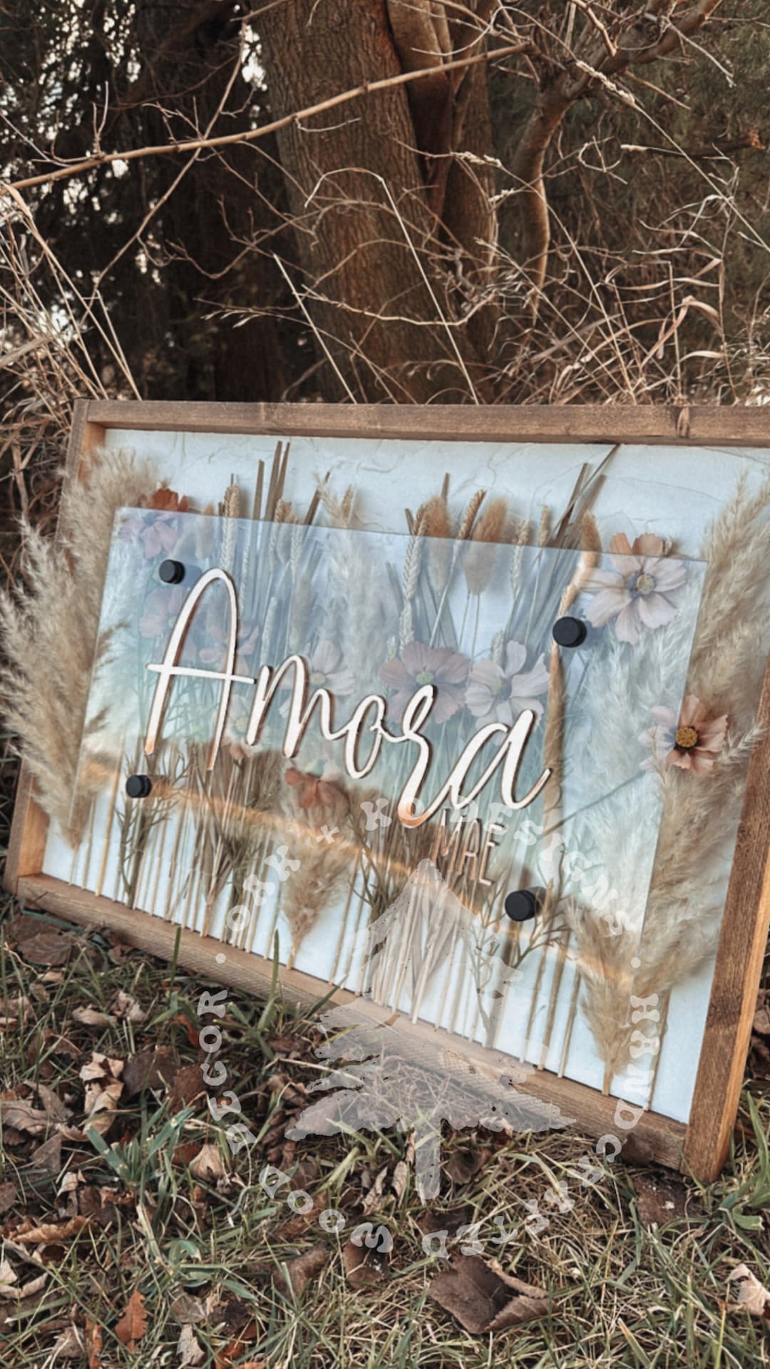 Boho Floral Nursery Name Sign, Boho Decor, Name Sign, Acrylic Overlay ...