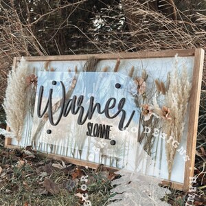 Boho Floral Nursery Name Sign, Boho Decor, Name Sign, Acrylic Overlay ...